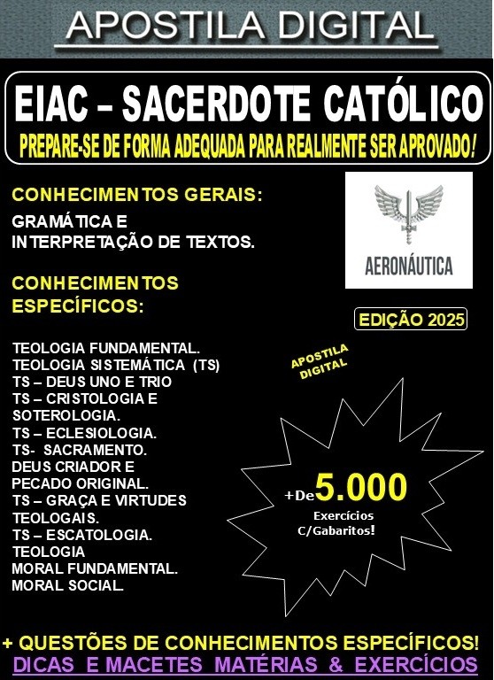 Apostila Aeronáutica - EIAC - SACERDOTE CATÓLICO - Teoria + 5.000 ...