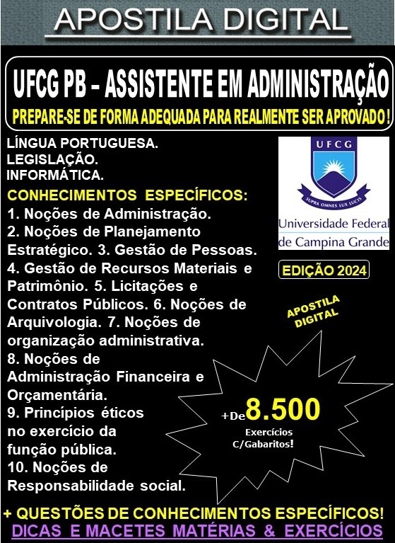 Apostila UFCG PB - ASSISTENTE em ADMINISTRAÇÃO - Teoria + 8.500 ...