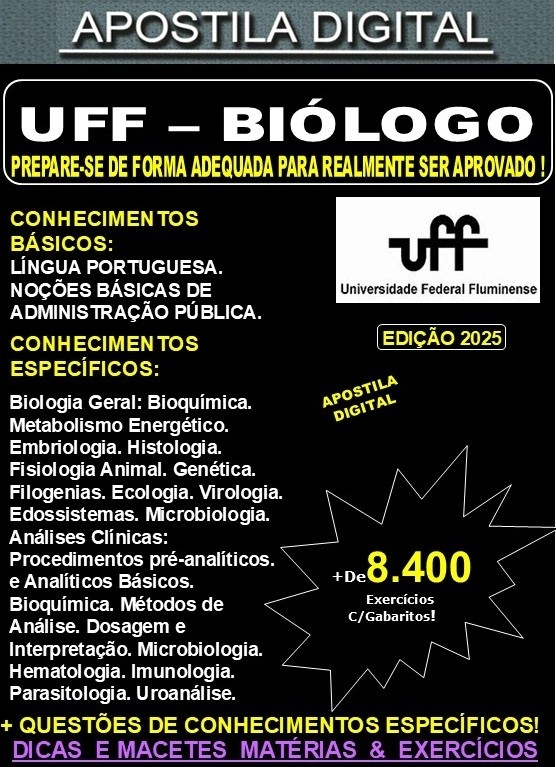 Apostila UFF - BIÓLOGO - Teoria + 8.400 Exercícios - Concurso 2025 ...