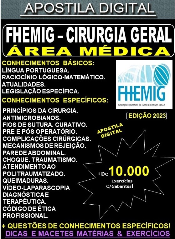 Apostila Fhemig Área Médica Cirurgia Geral Teoria 10 000