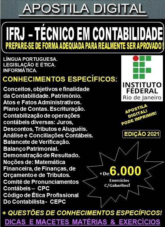 Apostila IFRJ - TÉCNICO EM CONTABILIDADE - Teoria + 6.000 Exercícios - Concurso 2021 | Editora ...