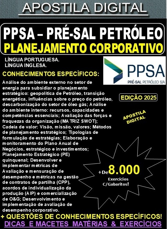 Apostila PPSA - PRÉ-SAL - AGC - PLANEJAMENTO CORPORATIVO - Teoria + 8. ...