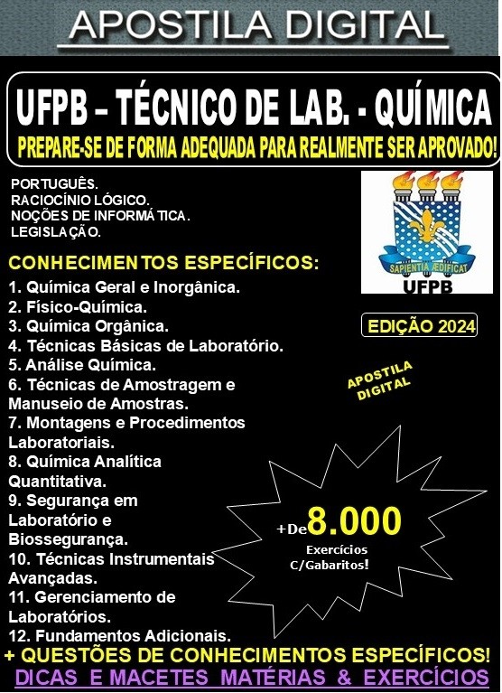 Apostila UFPB - TÉCNICO LAB. QUÍMICA - Teoria + 8.000 Exercícios - Concurso 2024 | Editora ...